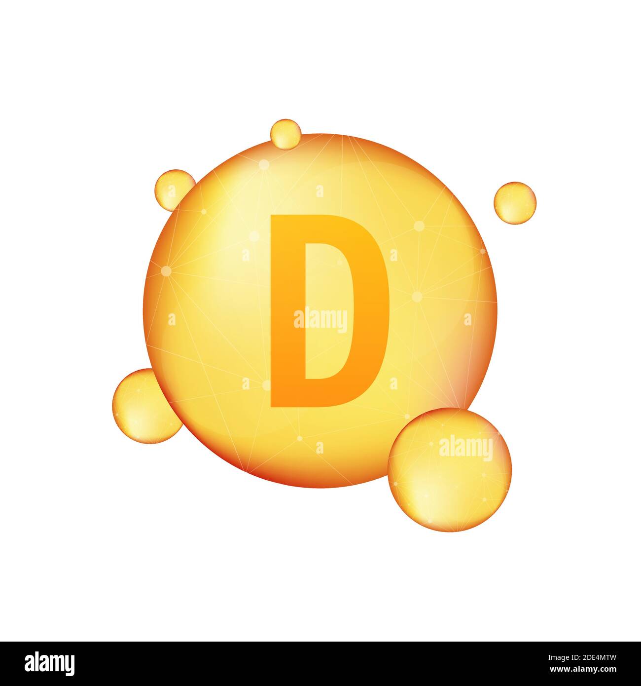 Vitamin D gold shining icon. Ascorbic acid. Vector stock illustration ...