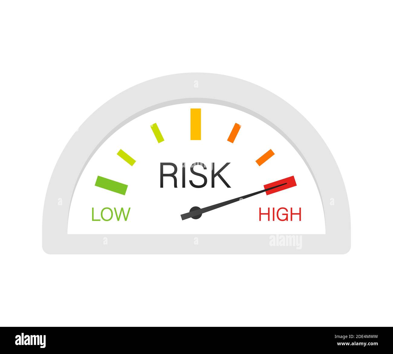 Risk icon on speedometer. High risk meter. Vector stock illustration ...