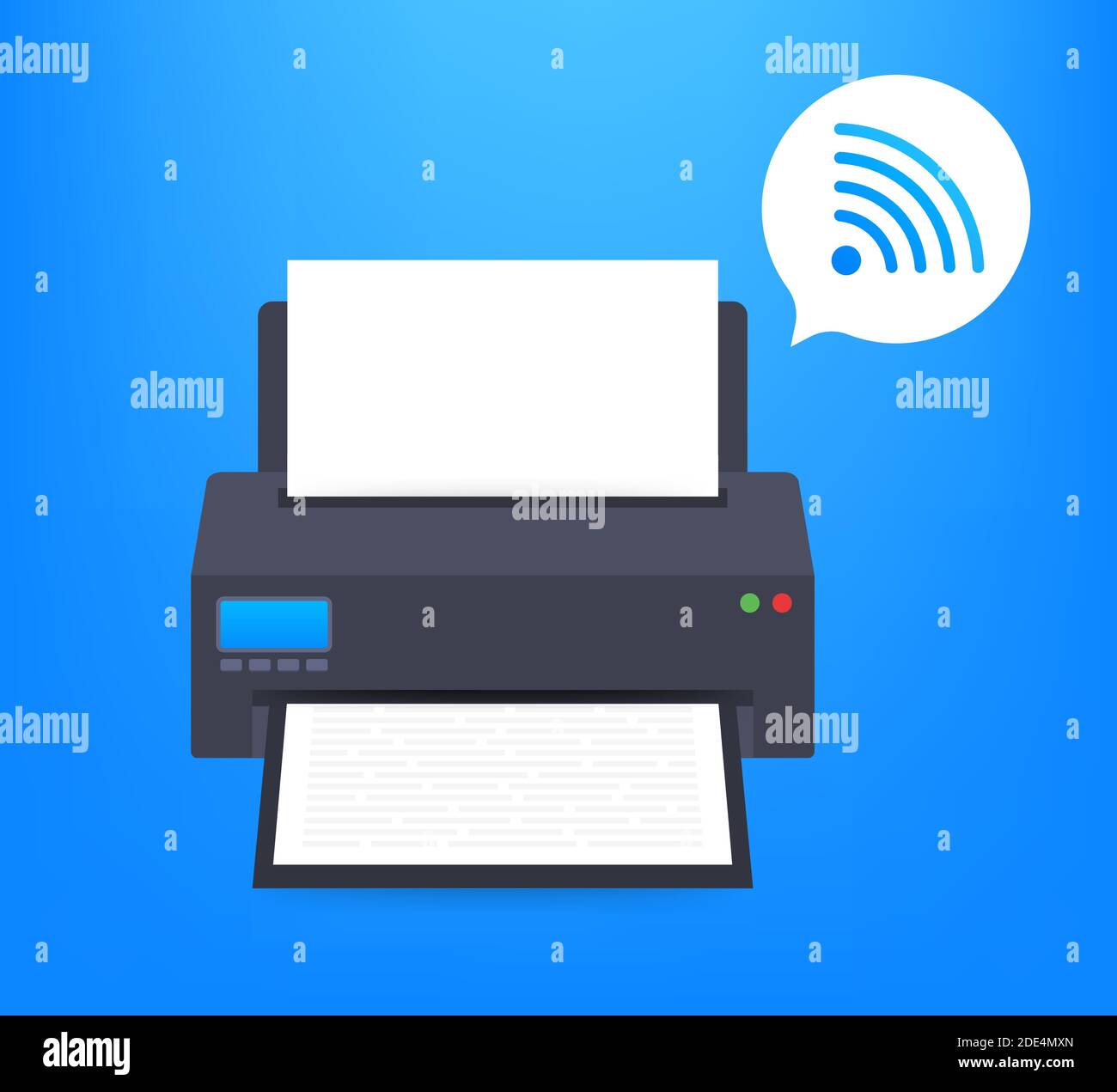 Printer icon with wifi wireless symbol. Wireless printer. Vector stock ...