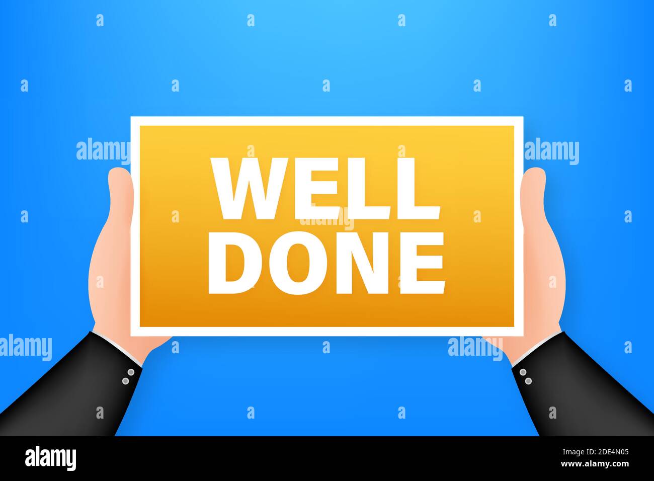 Well done cartoon poster with hand holding placard for banner design ...