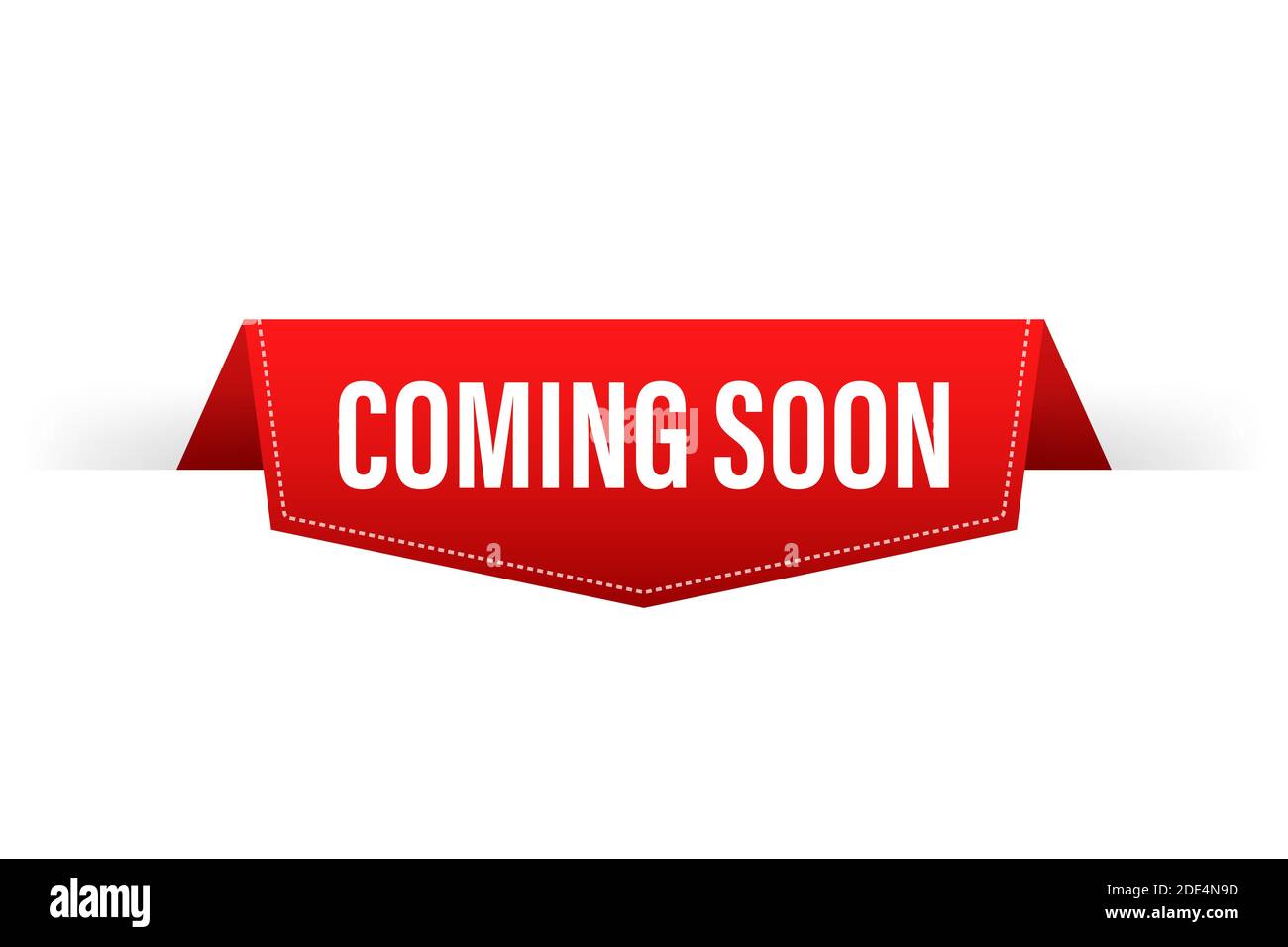 Red ribbon coming soon. Promotion banner coming soon. Vector stock ...