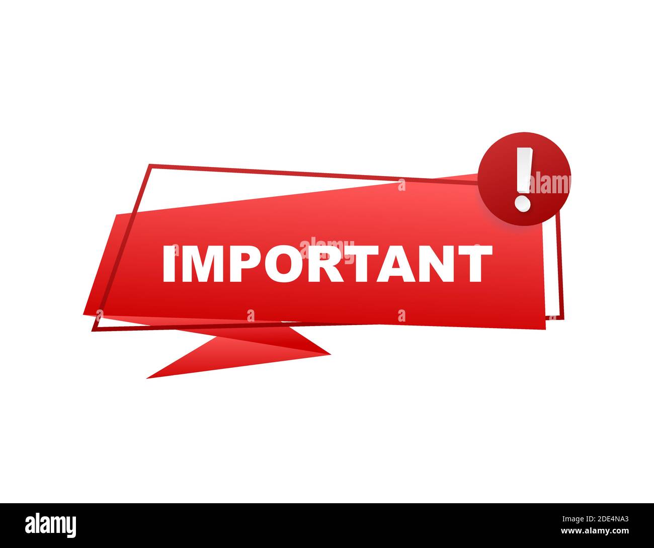 Important written on red label. Advertising sign. Vector stock ...