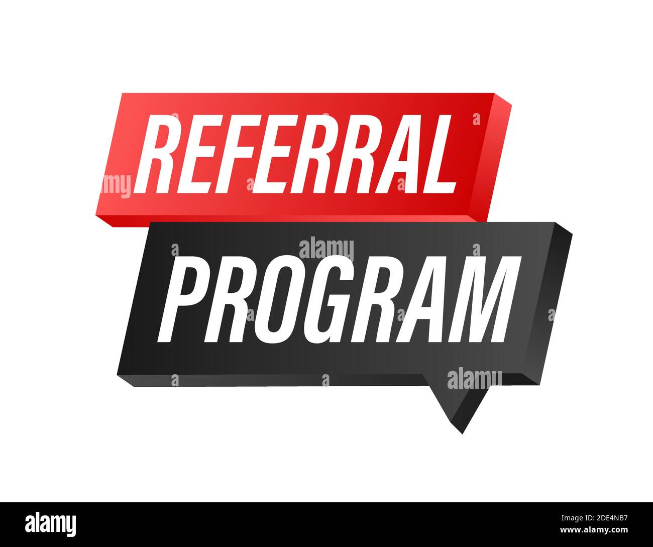 Referral program written on red label. Advertising sign. Vector stock ...