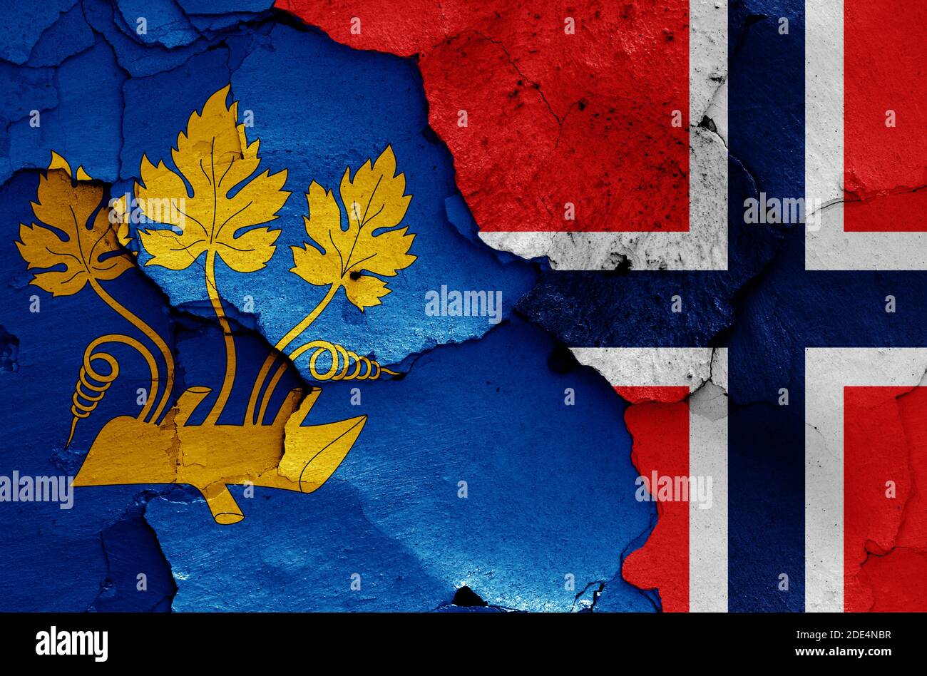 flags of Stavanger and Norway painted on cracked wall Stock Photo - Alamy
