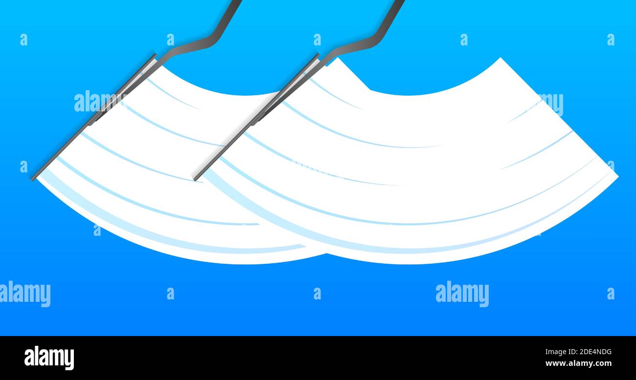 Car windscreen wipe glass, wiper cleans the windshield. Vector stock ...