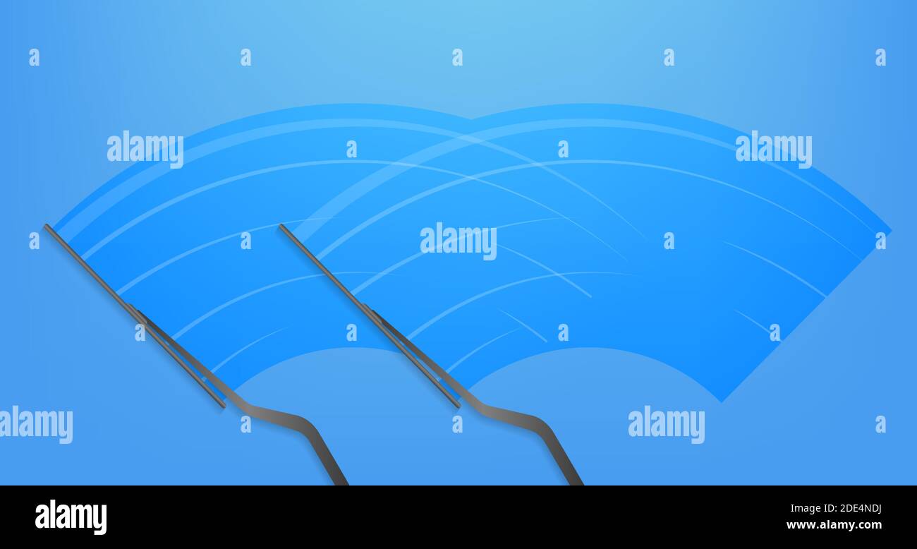 Car windscreen wipe glass, wiper cleans the windshield. Vector stock ...