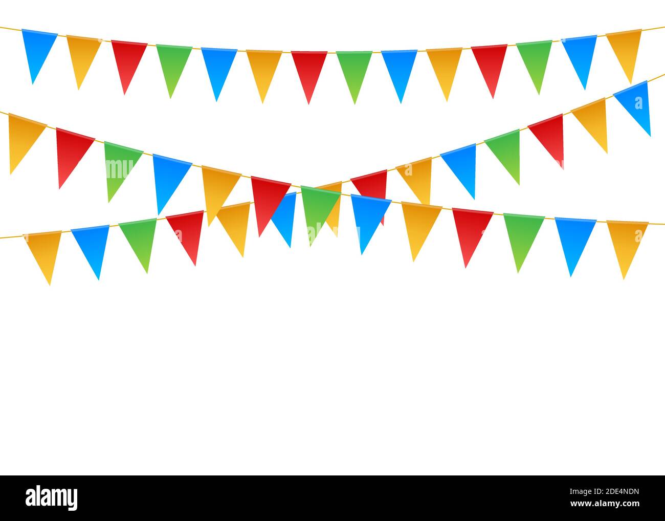 Birthday party invitation banners. Set of flag garlands. Vector stock ...