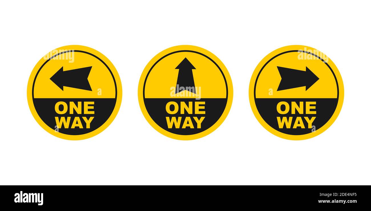 One way. Black icon on white backdrop. Safety concept. Arrow icon ...