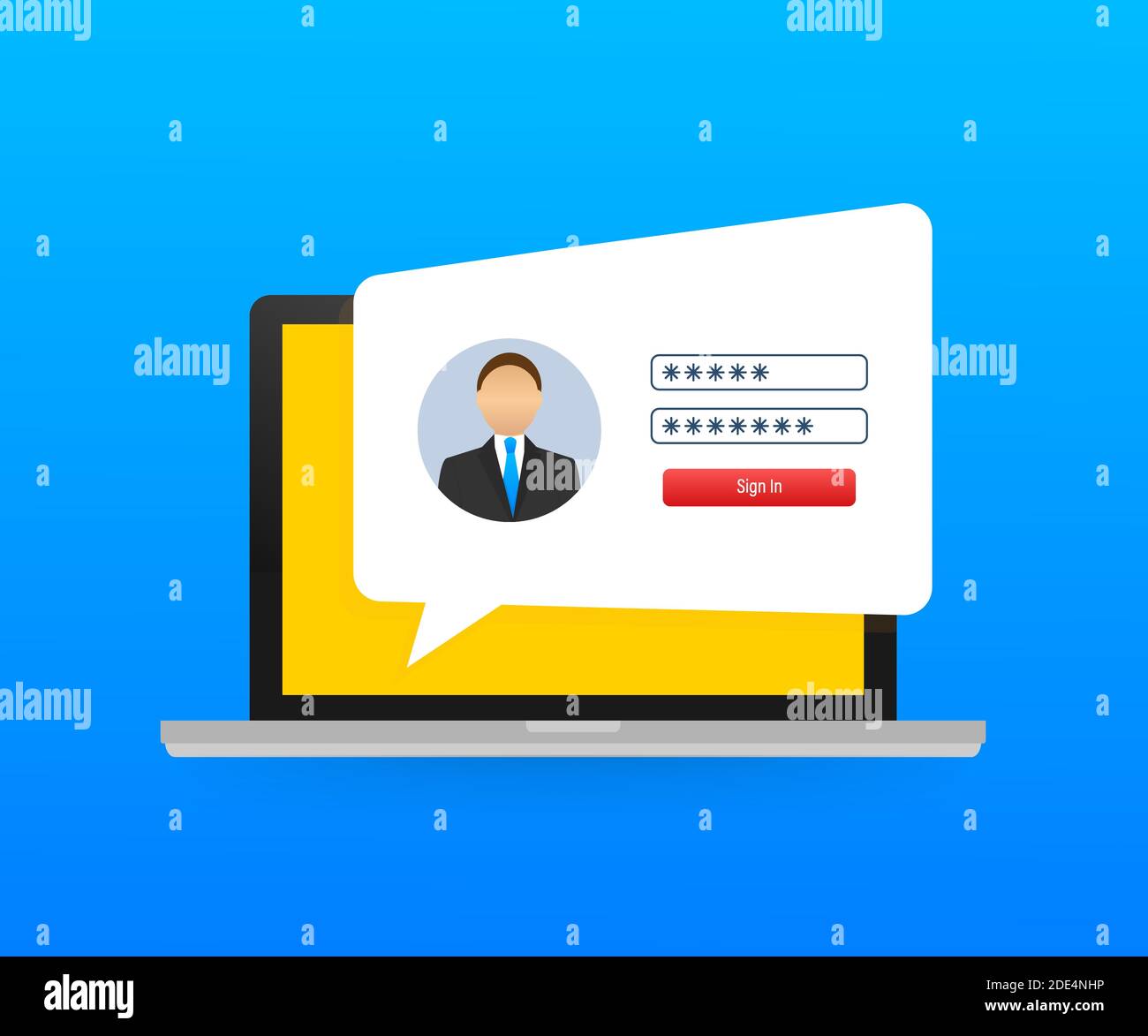 Login page on laptop screen. Notebook and online login form, sign in ...