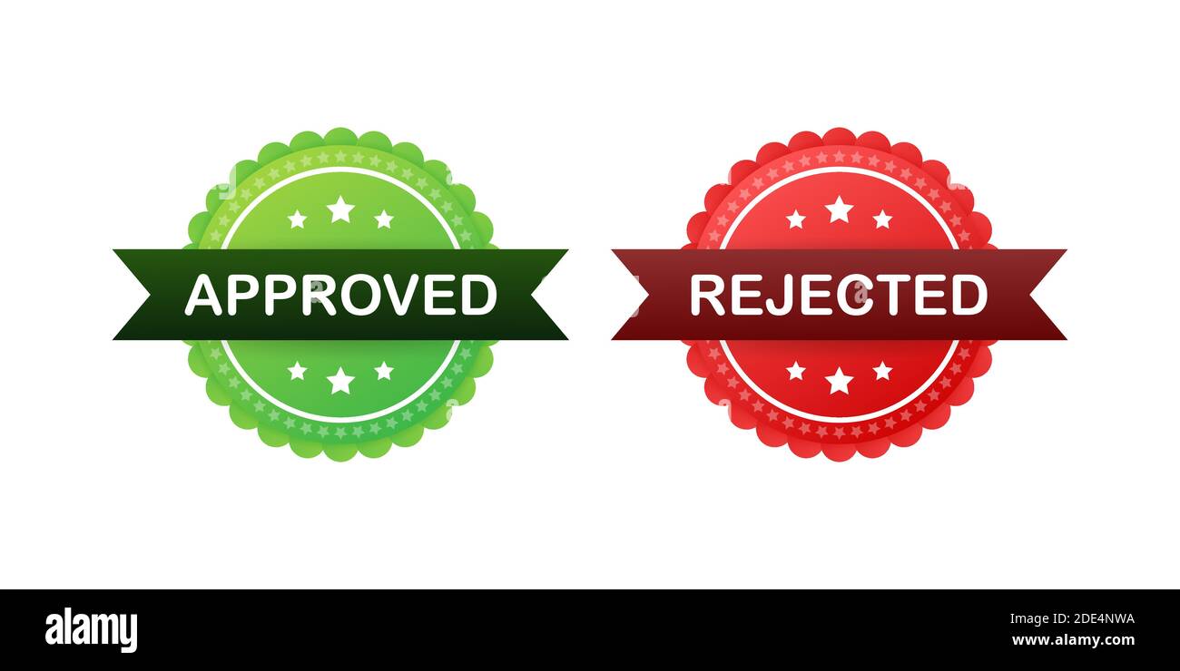 Approved and rejected label sticker icon. Vector stock illustration ...