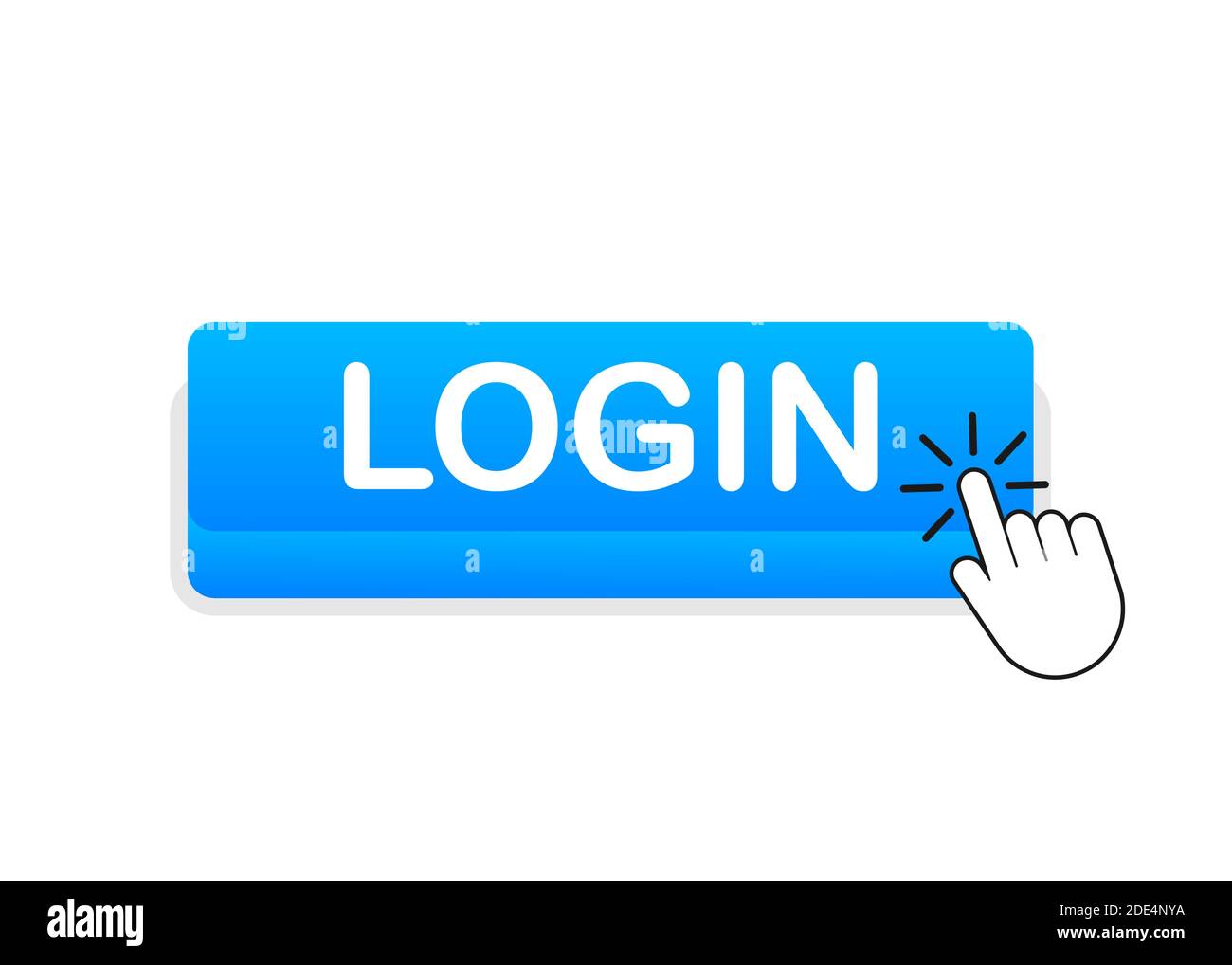 Login. Web banner. Arrow, cursor icon. Arrow vector icon. Hand click ...