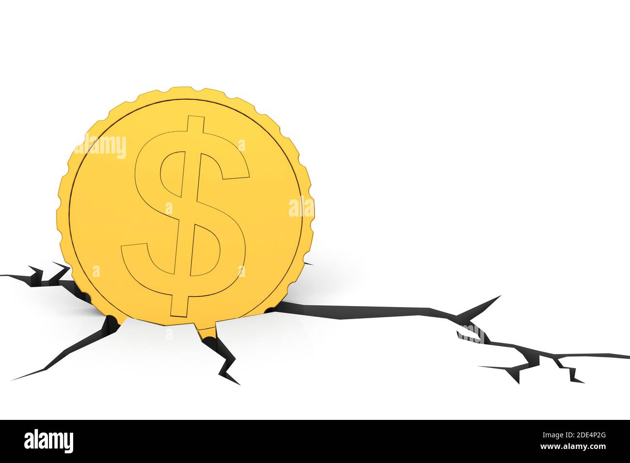 Crack ground and gold coin isolated, 3d rendering Stock Photo - Alamy
