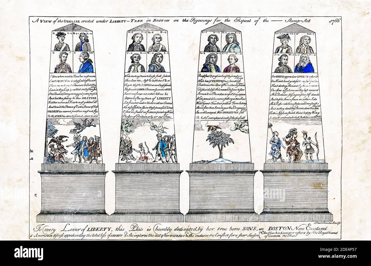 A view of the obelisk erected under Liberty-tree in Boston on the ...