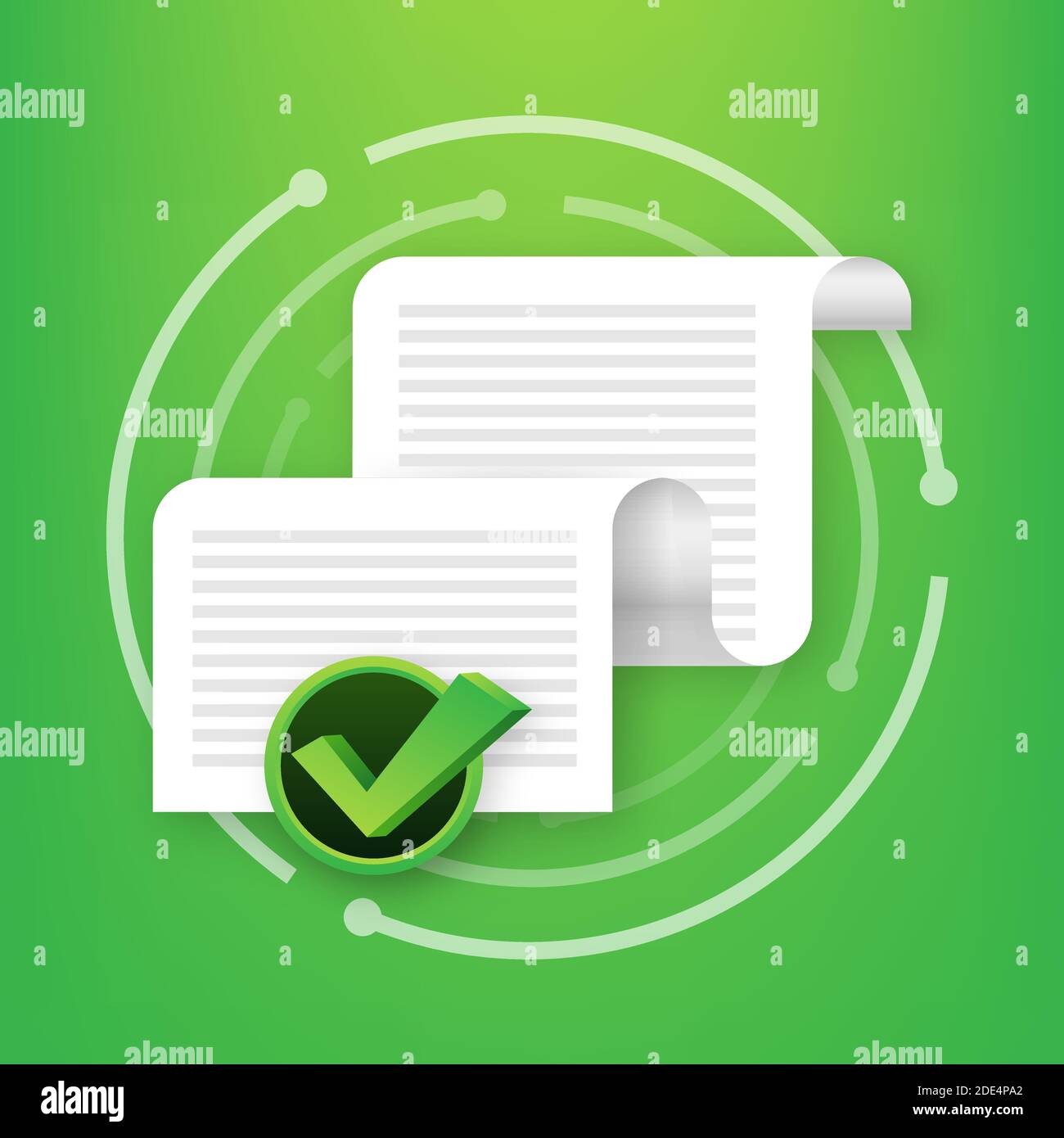 Documents icon. Stack of paper sheets. Confirmed or approved document ...