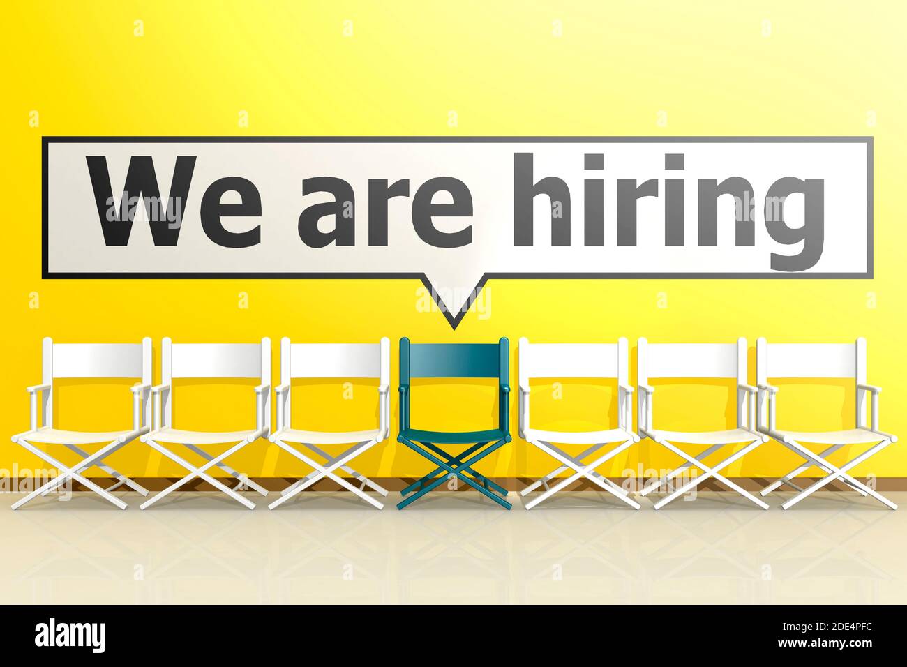 Row of chairs with we are hiring concept, 3d rendering Stock Photo - Alamy