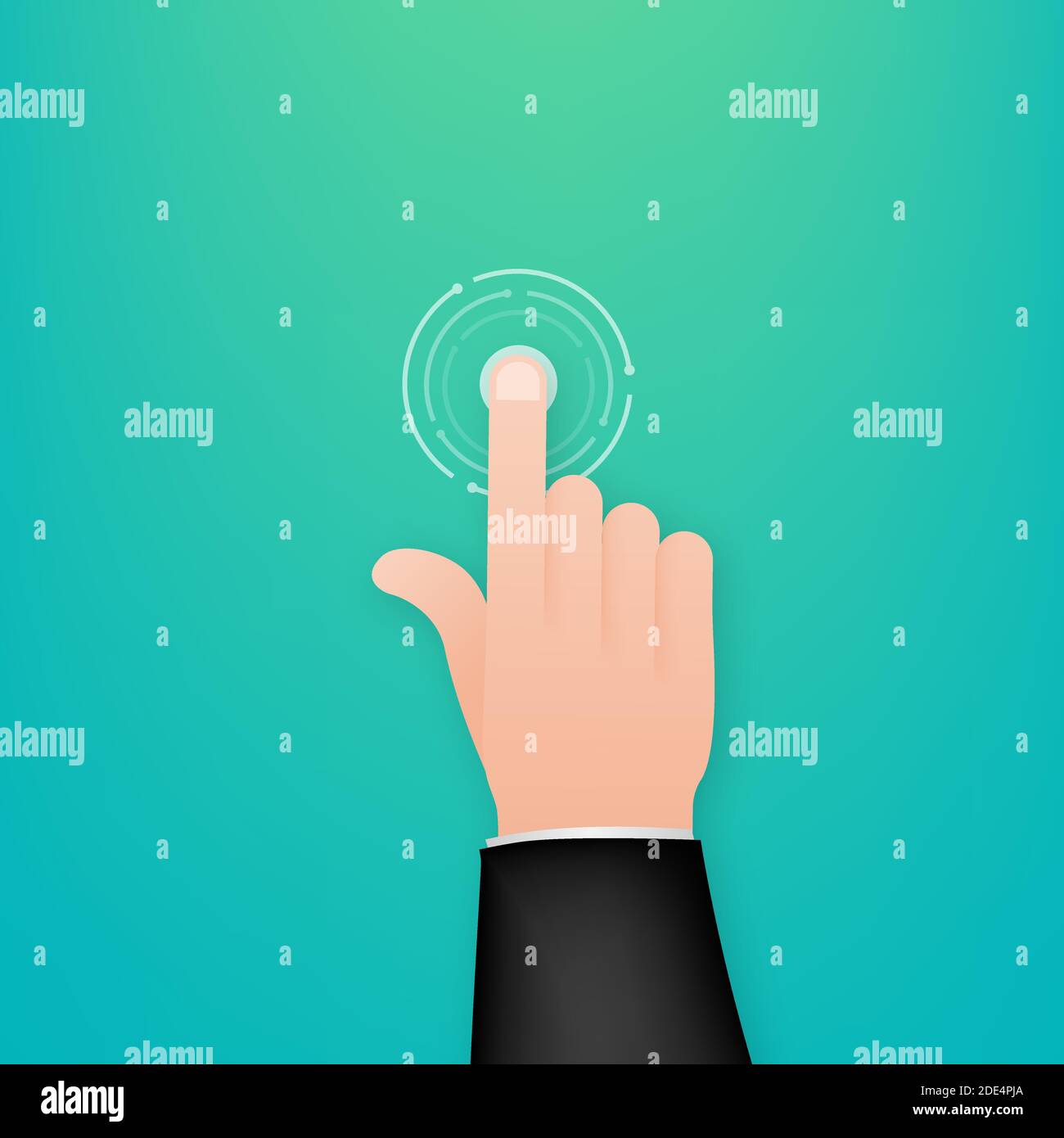 Click hand in flat style. Push touch screen. Hand cursor icon. Finger click icon. Vector stock ...