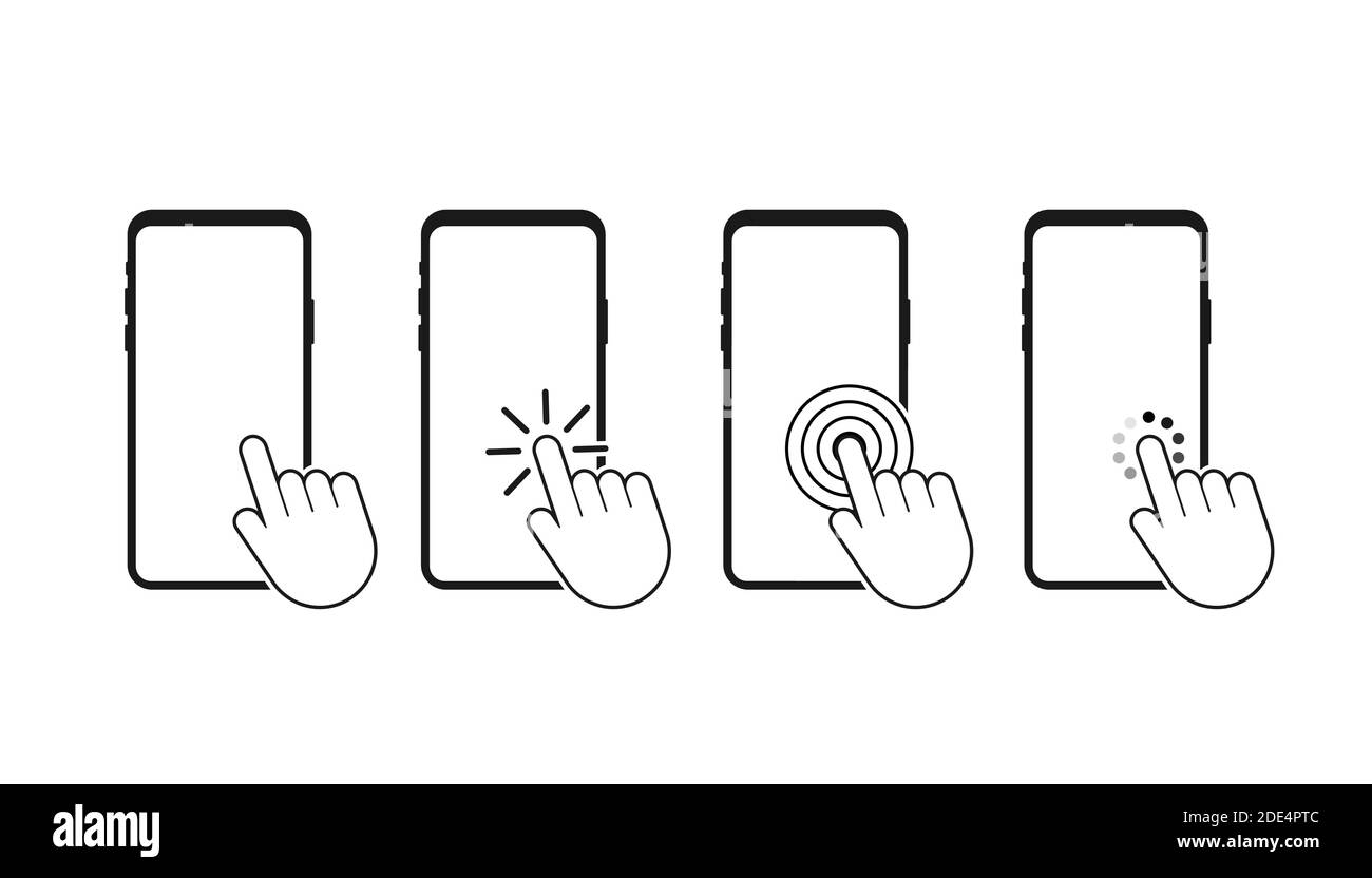 Click smartphone. Empty screen, phone mockup. Device mockup. Cursor ...