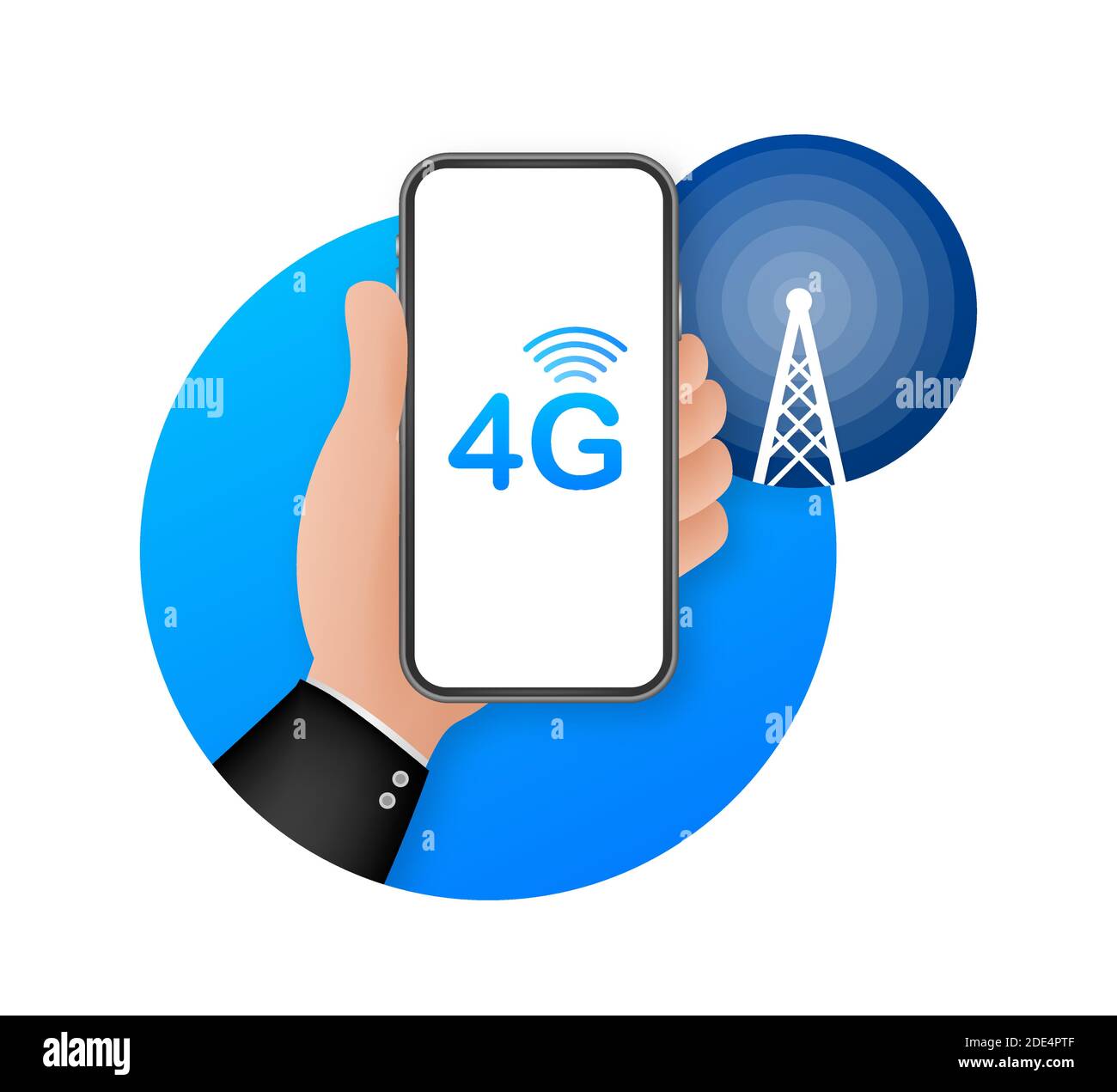 4G network wireless systems and internet. Communication network. Vector ...