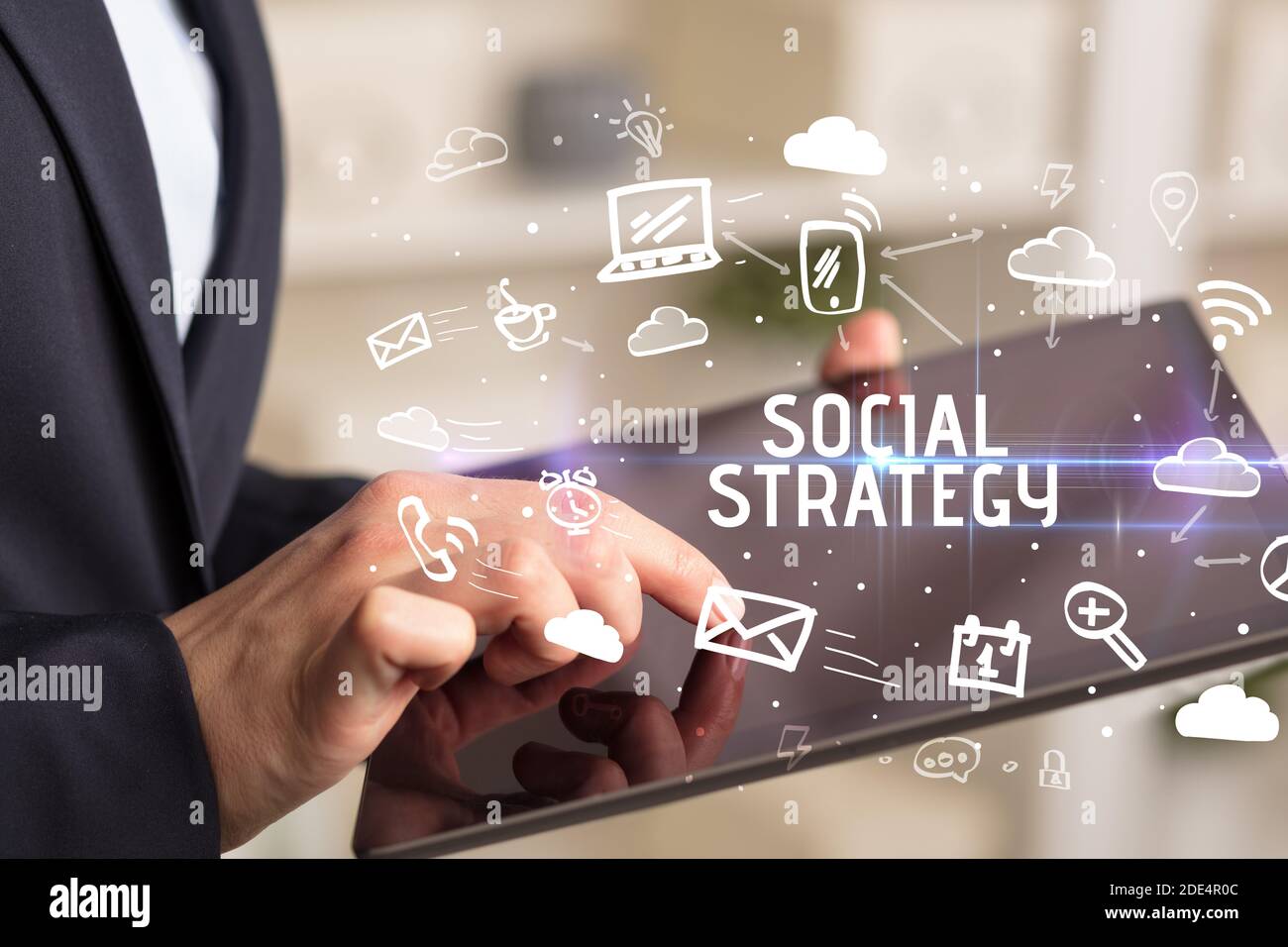 Close-up Of A Person Using Social Networking with SOCIAL STRATEGY ...