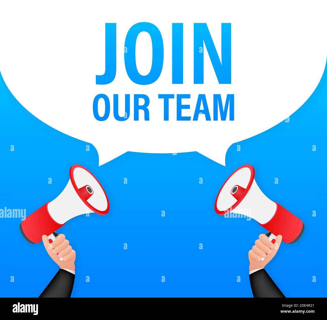 Megaphone Hand, business concept with text join our team. Vector ...