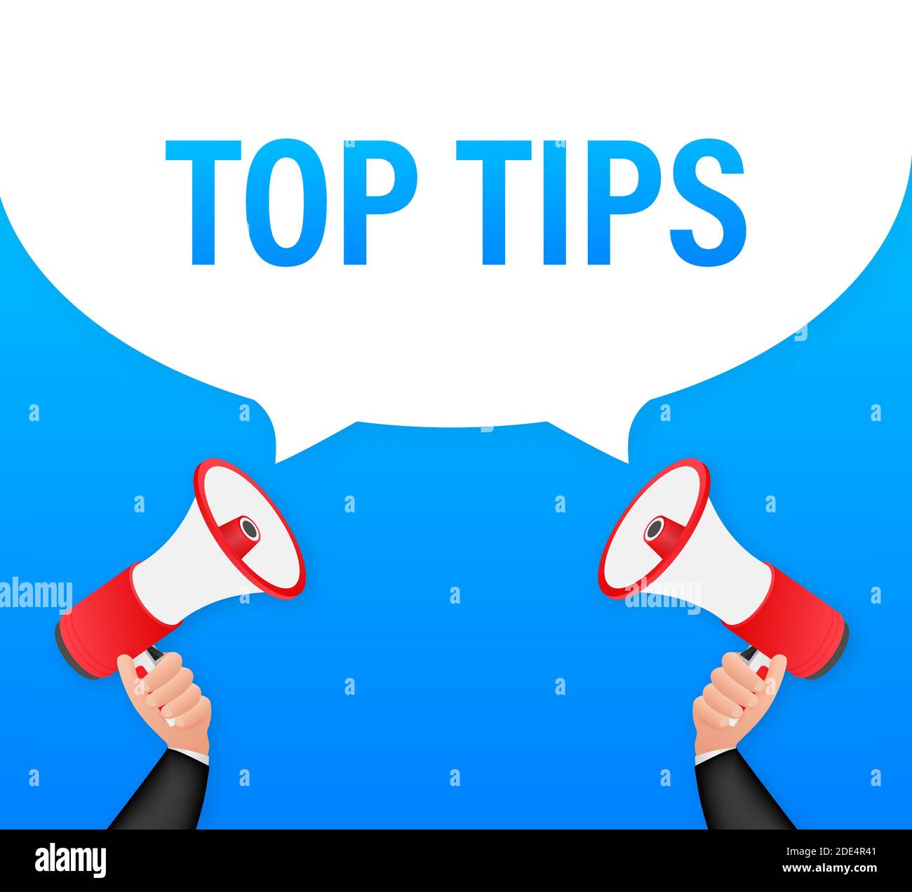 Hand holding megaphone - Top tips. Vector illustration Stock Vector ...