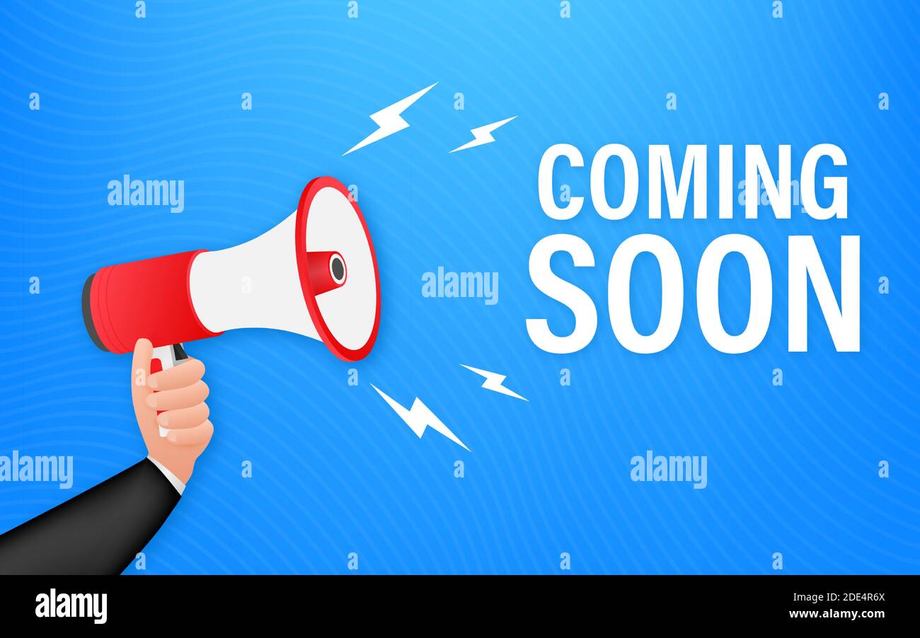 Megaphone label with coming soon. Megaphone banner. Web design. Vector ...