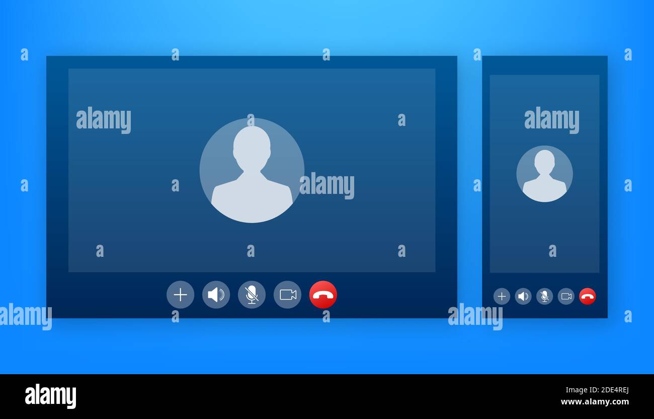 Incoming video call on laptop. Laptop with incoming call, man profile ...