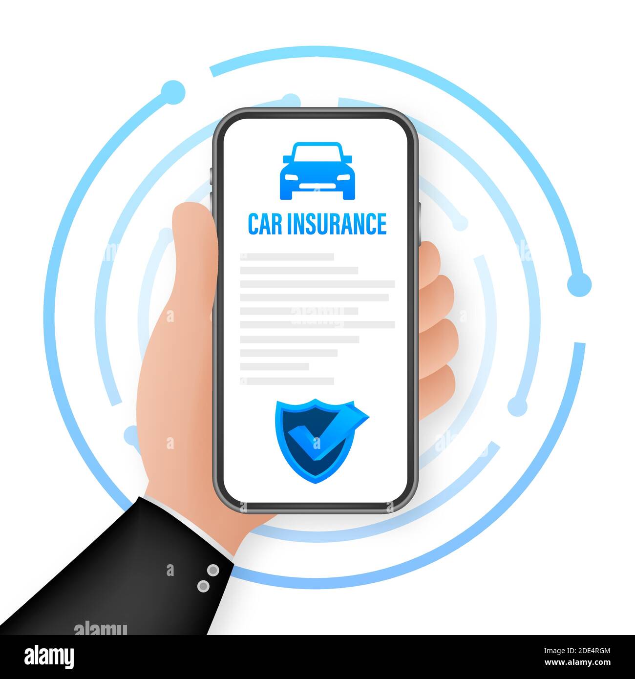 Insurance contract document. Shield icon. Protection. Vector stock ...