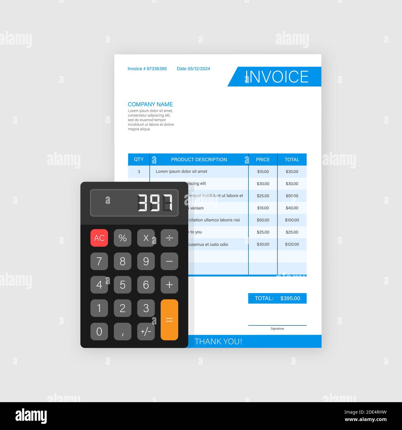 Business card with invoice. Customer service concept. Online payment ...