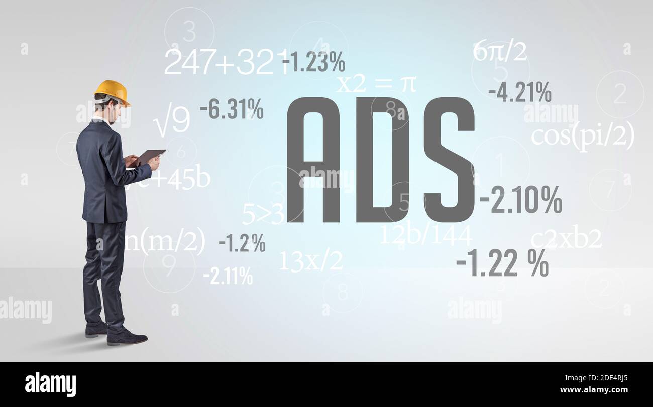 Technology Engineer in hard hat with ADS abbreviation Stock Photo - Alamy