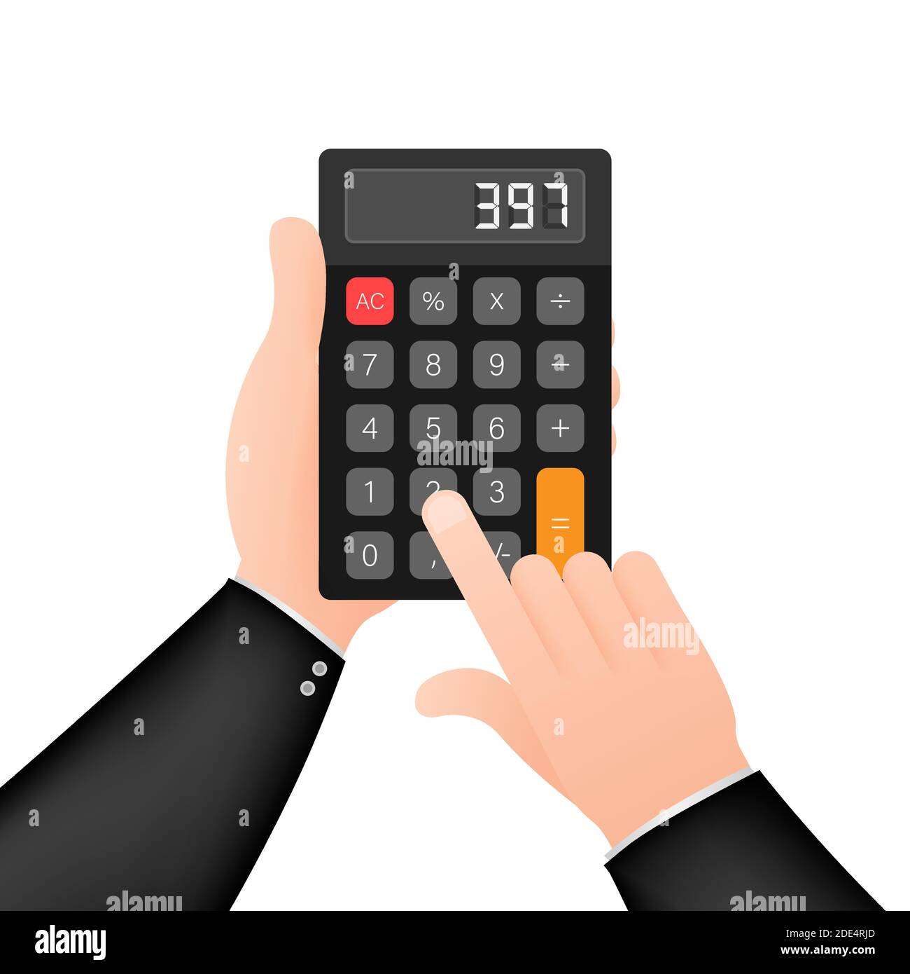 Black calculator white background. Modern design. Electronic portable ...