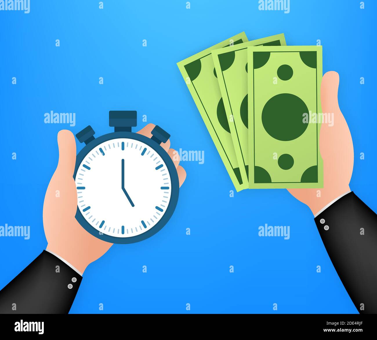 Timer hand and money. Business management. Stopwatch icon vector. Fast ...