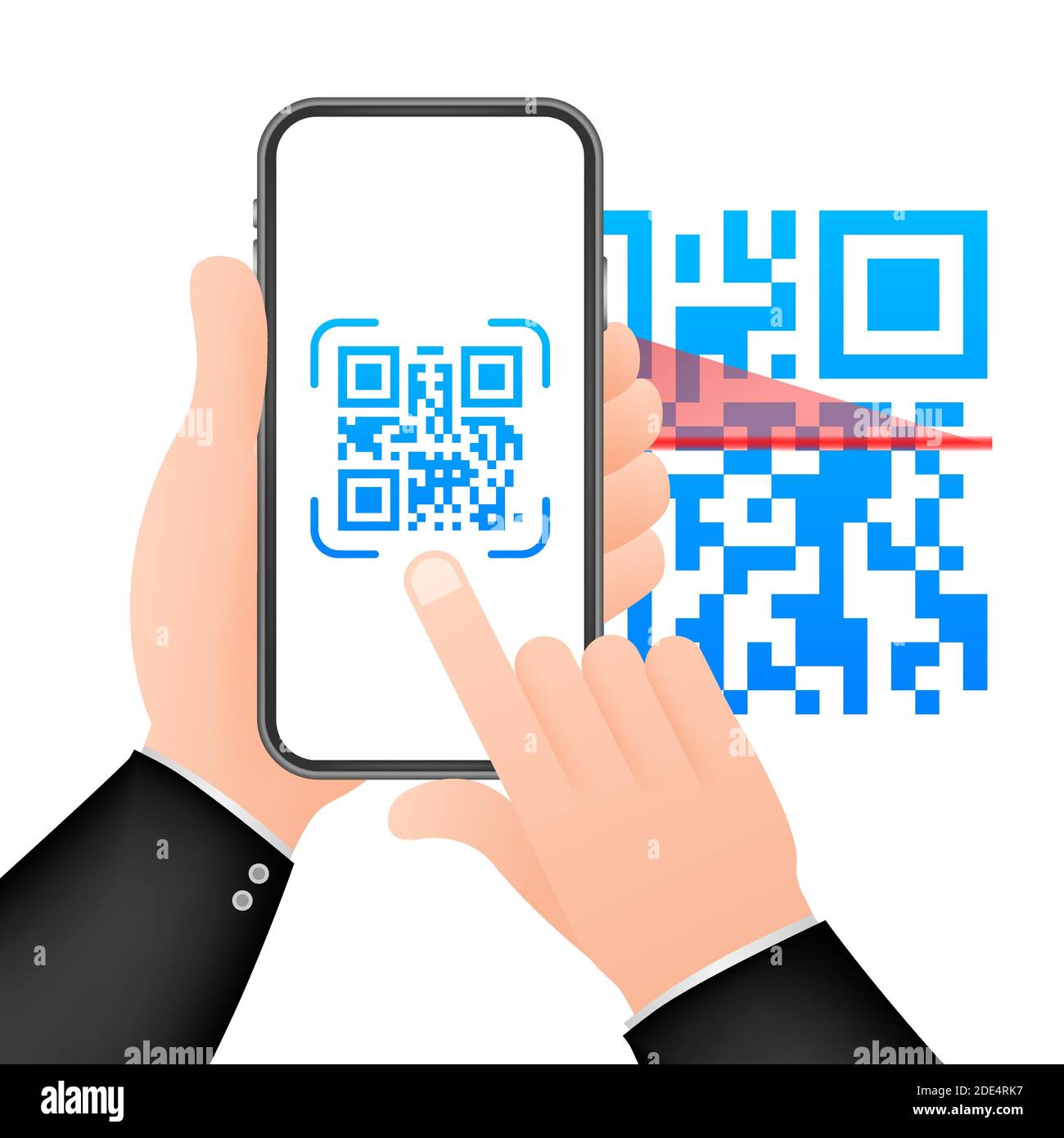 Scan QR code to Mobile Phone. Electronic, digital technology, barcode. Vector stock illustration ...