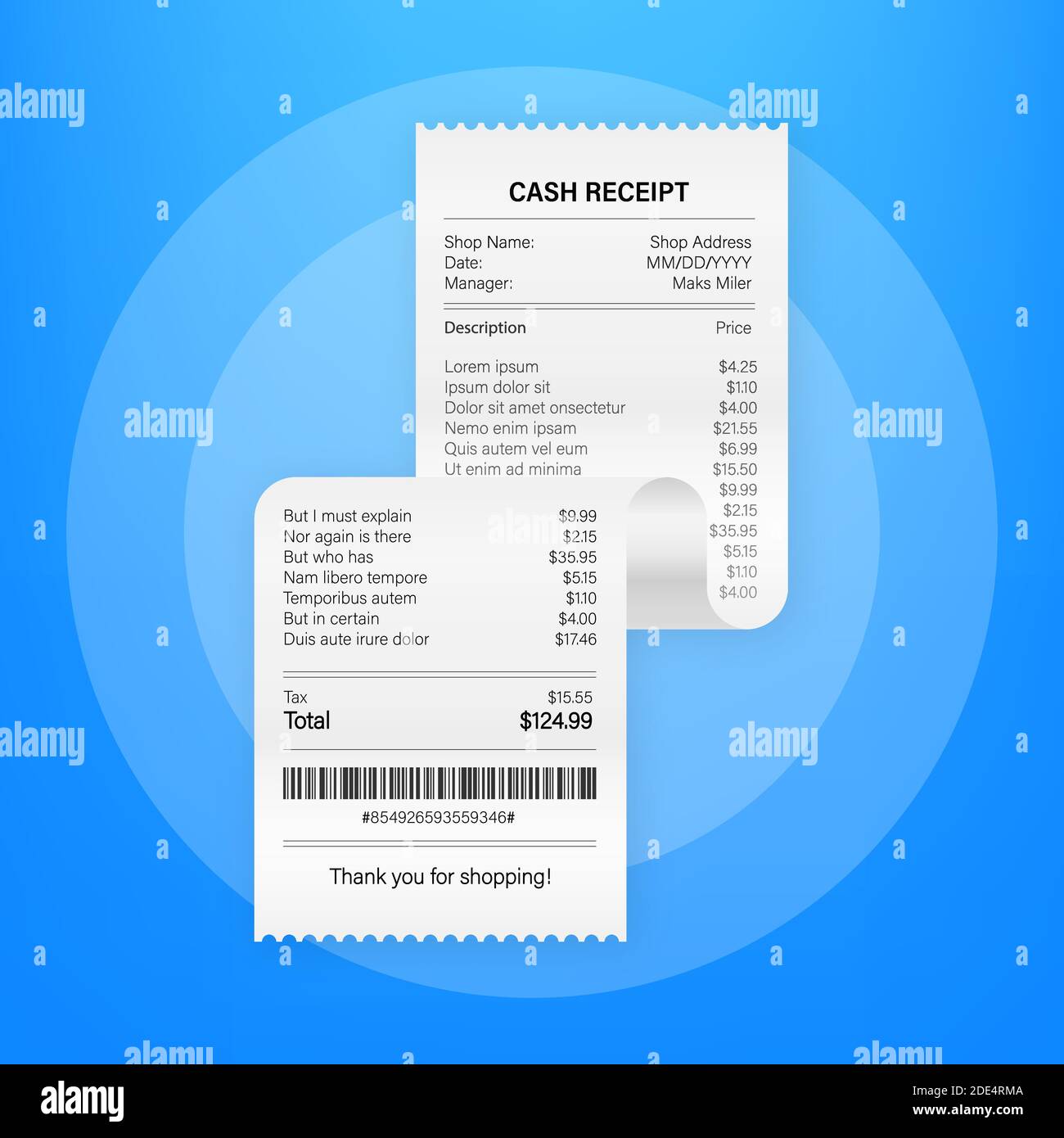 Pay receipts Stock Vector Images - Alamy