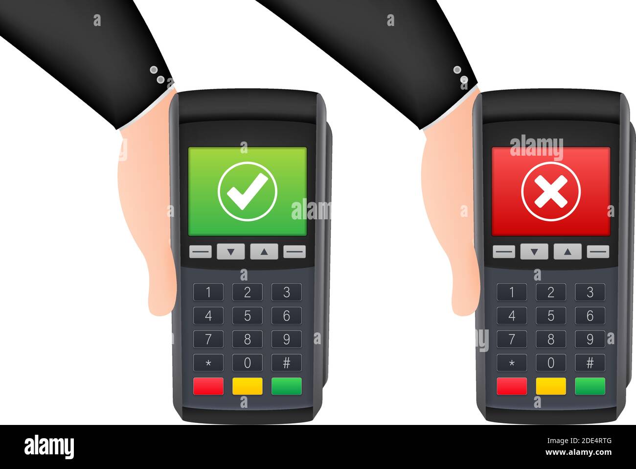 POS terminal. Approved and Rejected payment. Vector stock illustration ...
