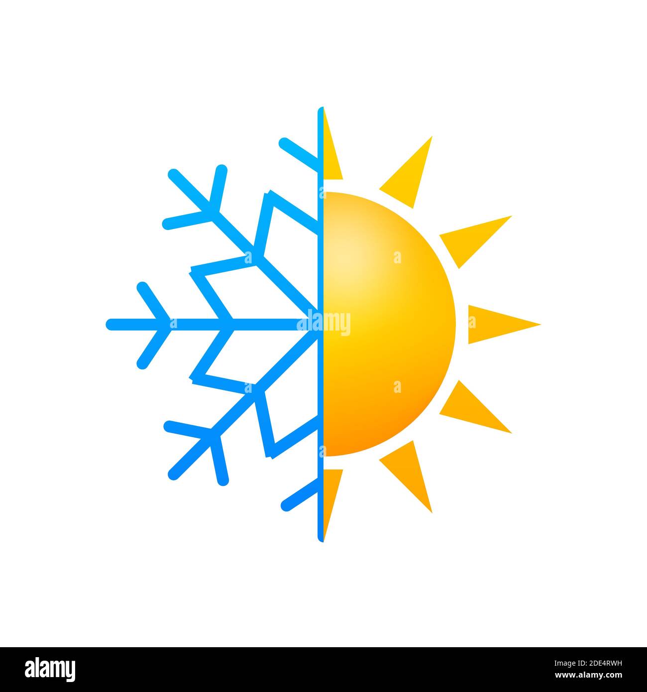 Climate change. Symbol of sun and snowflake. Vector stock illustration ...
