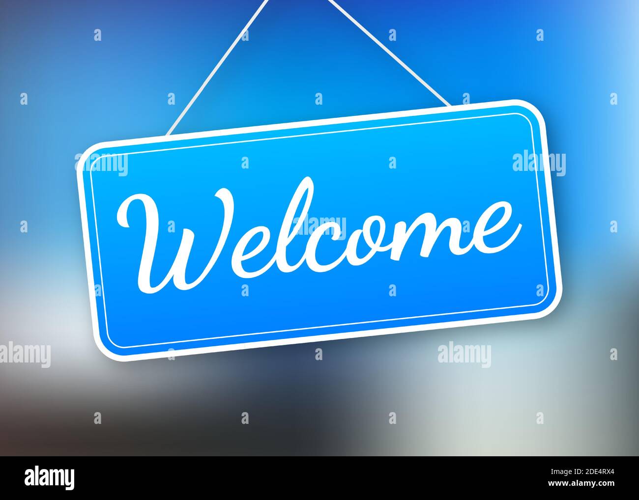Welcome hanging sign on white background. Sign for door. Vector stock ...