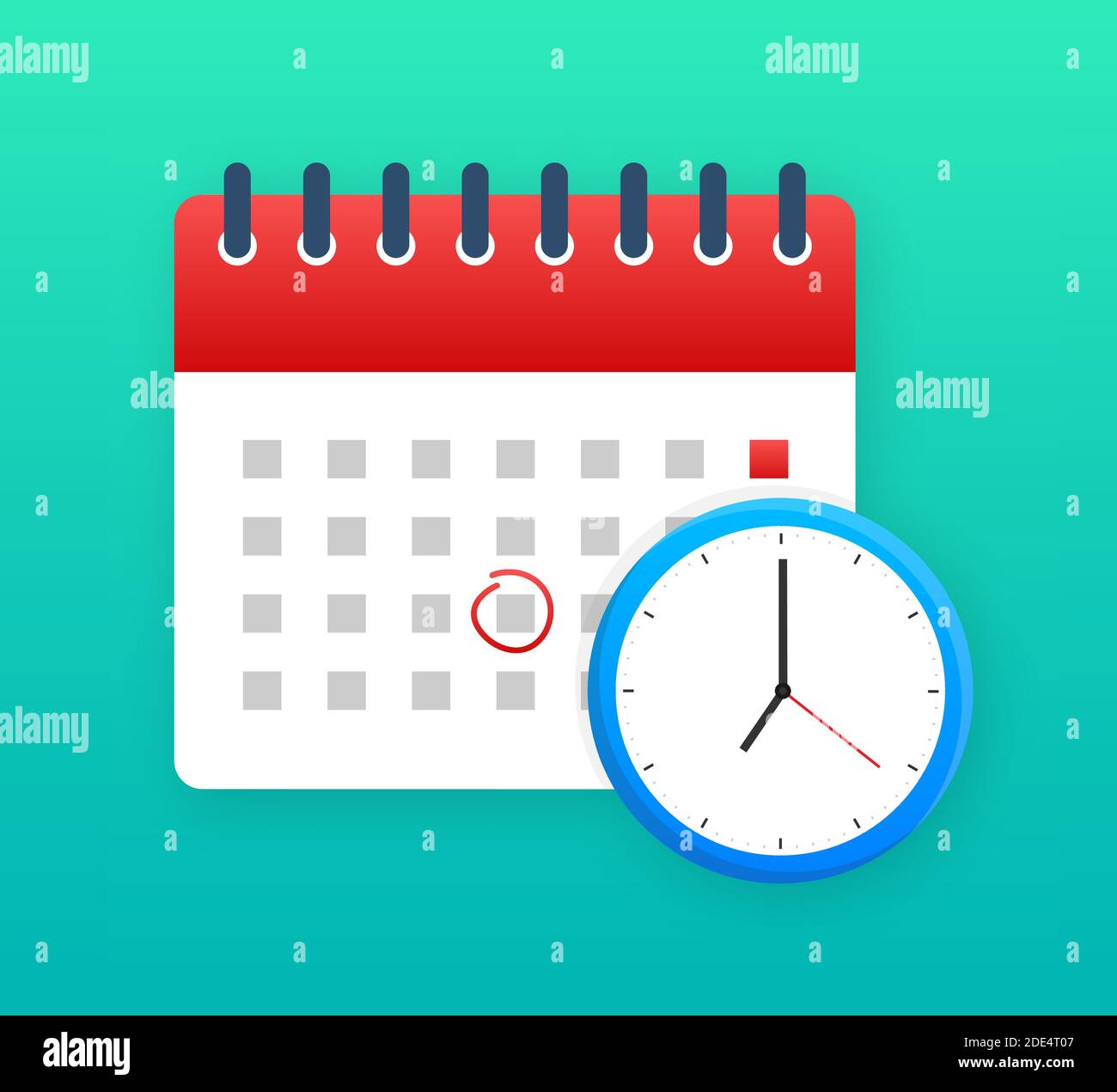 Calendar and clock icon. Wall calendar. Important, schedule ...