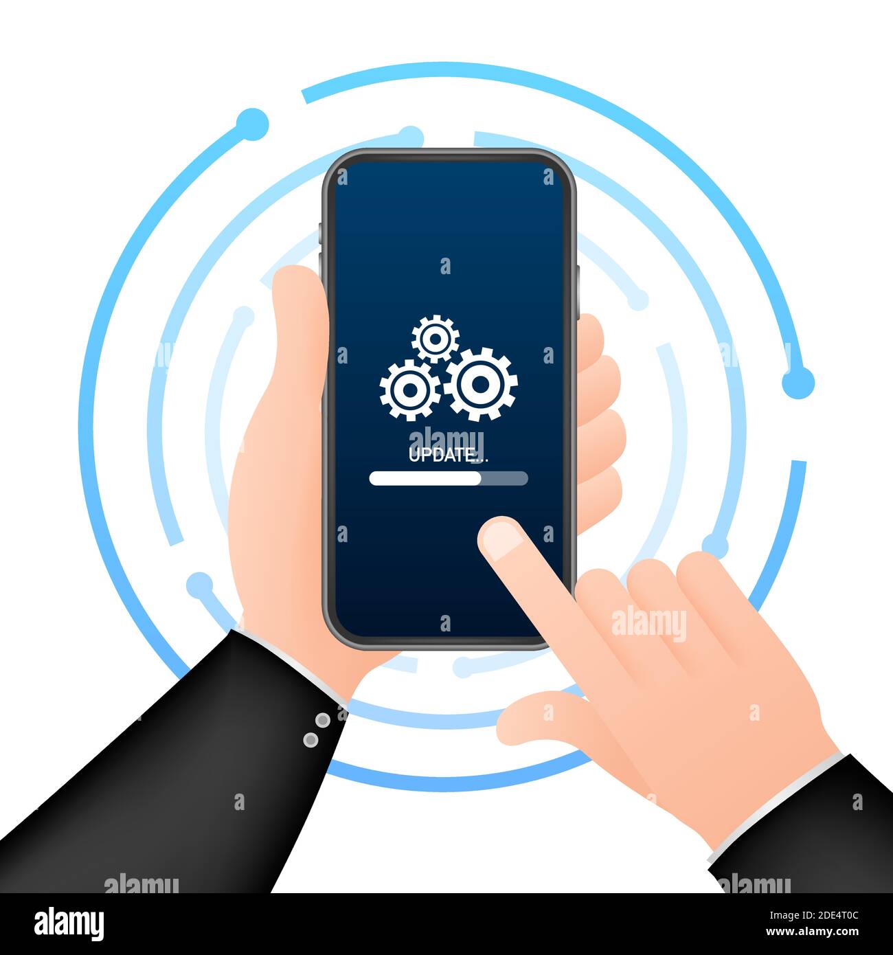 System Software Update Data Update Or Synchronize With Progress Bar On The Screen Vector
