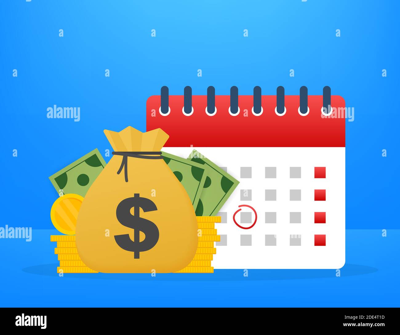 Tax day. Concept of Payment date or Payday loan like a calendar with ...