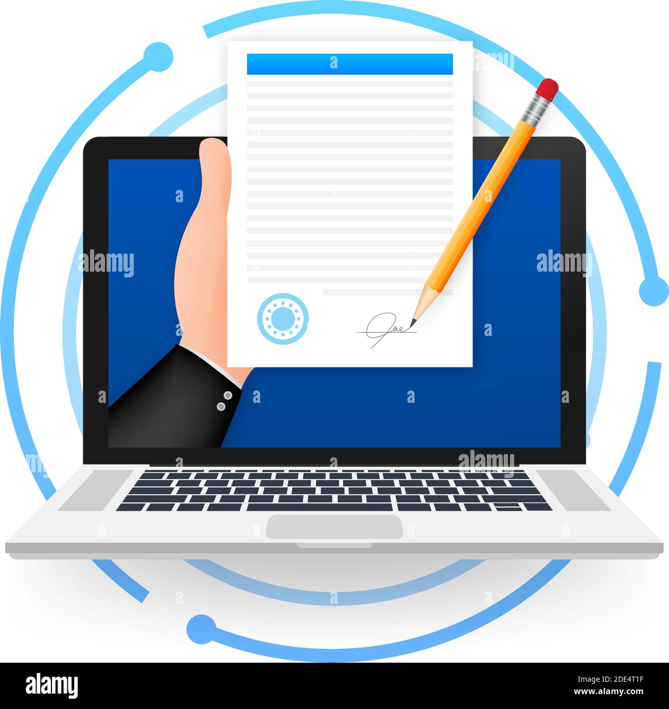 Electronic contract or digital signature concept. Vector stock ...