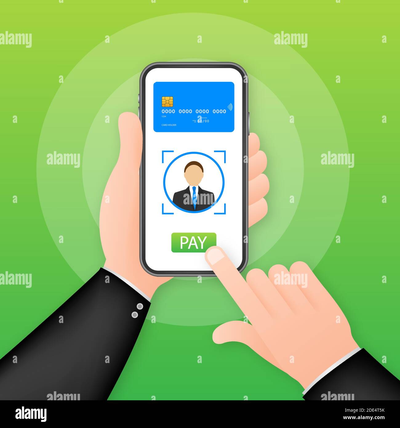 Mobile Payment concept with illustration of smartphone, credit card ...