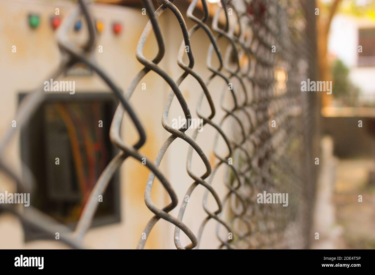 A picture of steel net with selective focus Stock Photo - Alamy