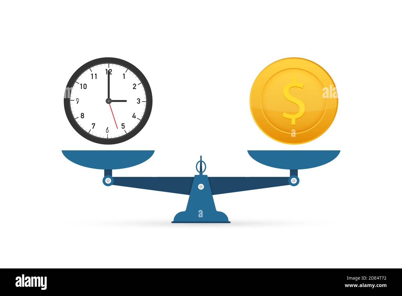 Time is money on scales icon. Money and time balance on scale. Vector ...