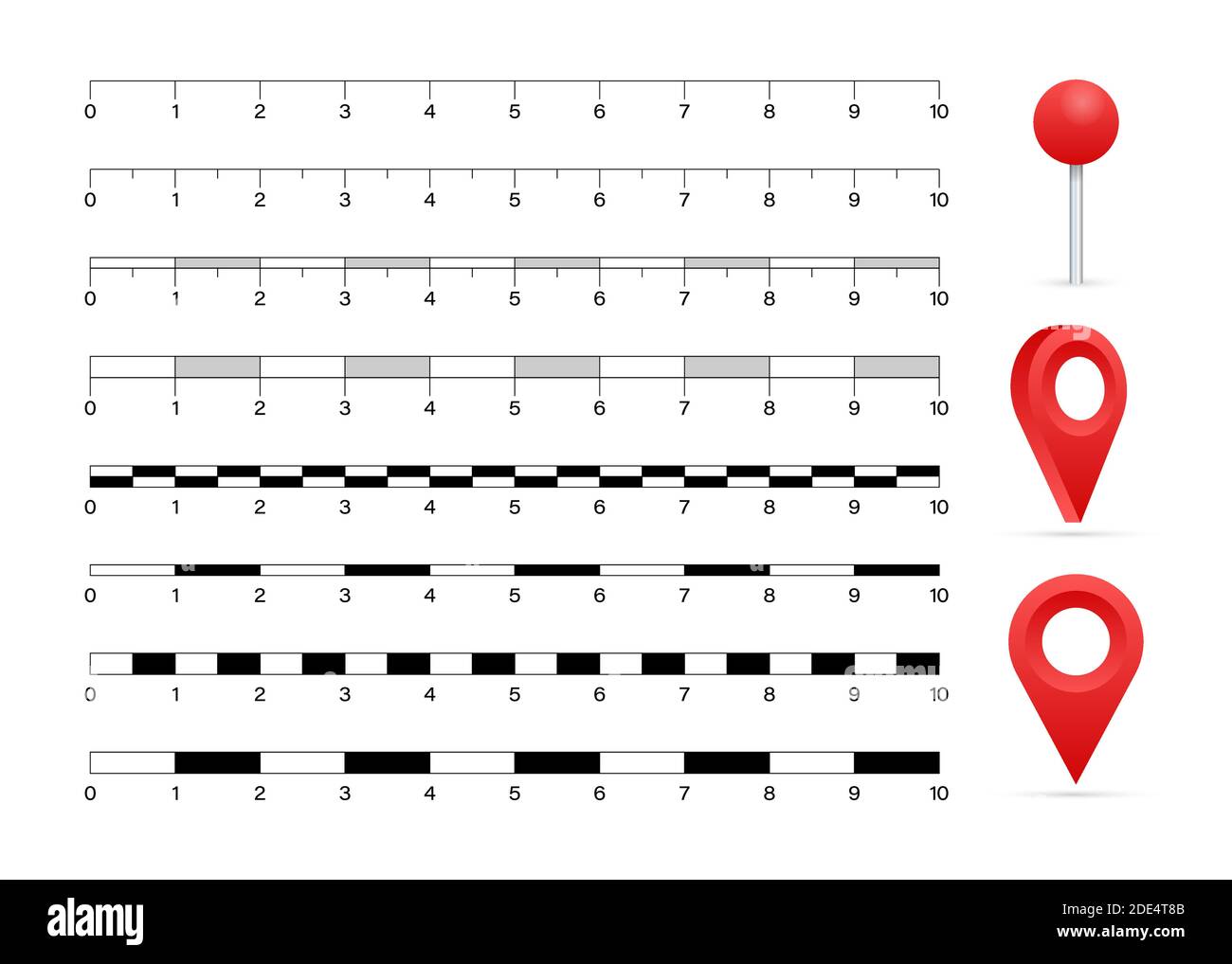 Map scales graphics for measuring distances. Vector stock illustration ...