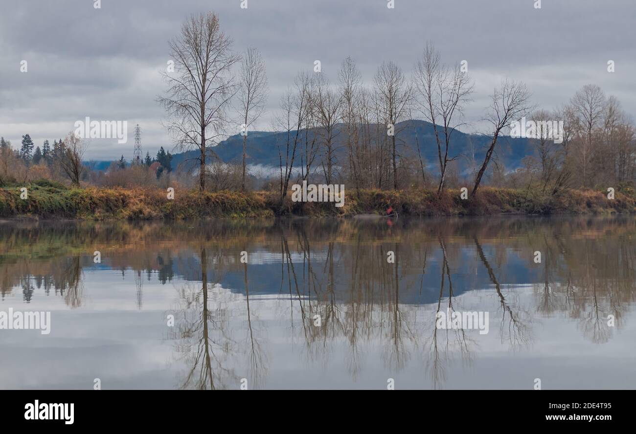 Autumn landscape in the forest with the river. Fall scenery with river ...