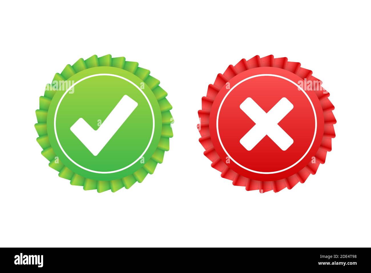Tick and cross signs. Green checkmark OK and red X icon. Symbols YES ...