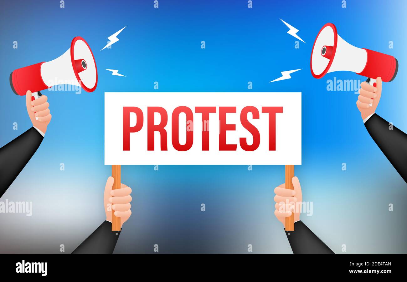Protesters Hands Holding Protest Signs Vector Stock Illustration Stock