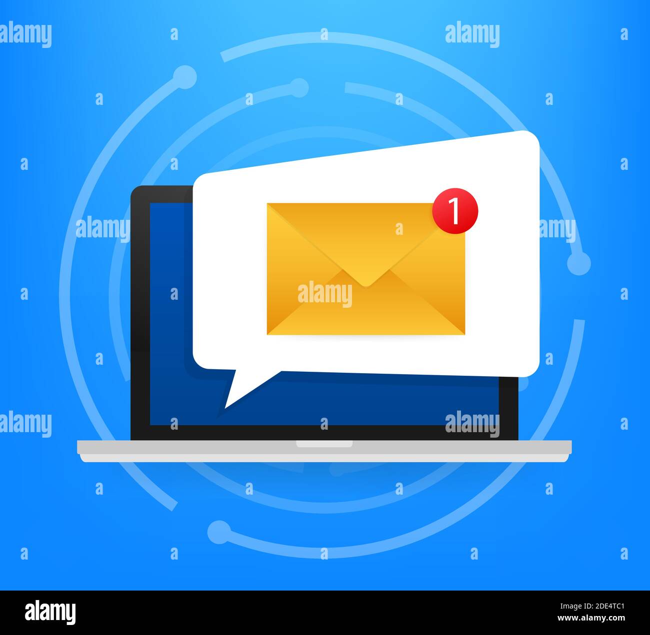 Laptop with browser and envelope vector illustration, symbol of email ...