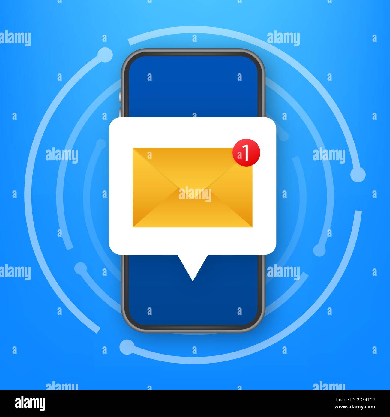 Email notification concept. New email on the smart phone screen. Vector ...